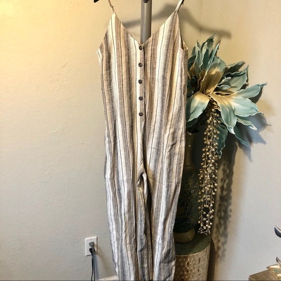kirious | Pants & Jumpsuits | Kirious Striped Linen Spaghetti Strap ...